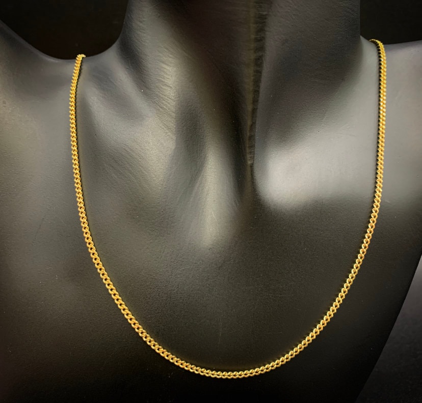 10K Solid Gold Curb Chain, Solid Curb Necklace, 10K Solid Curb Link ...