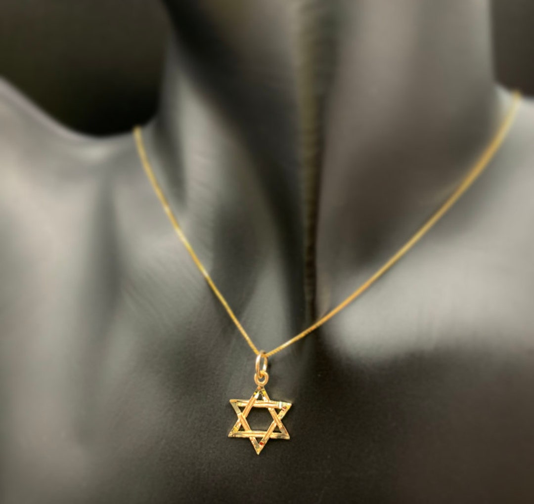 10K Gold Star of David Pendant, Gold Star of David Pendant, Diamond Cut ...