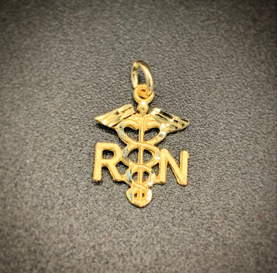10K Gold Registered Nurse Pendant, RN Gold Pendant, 10K Medical ...