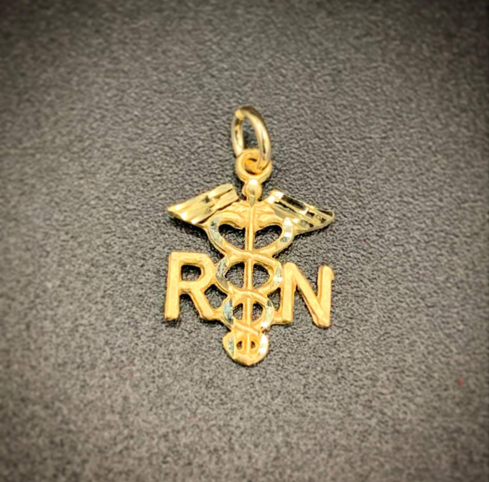 10K Gold Registered Nurse Pendant RN Gold Pendant 10K - Etsy