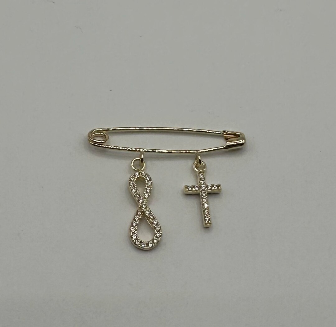 10K Cross & Infinity Brooch, Cross Pin, Infinity Pin, Baby Pin, 10K ...