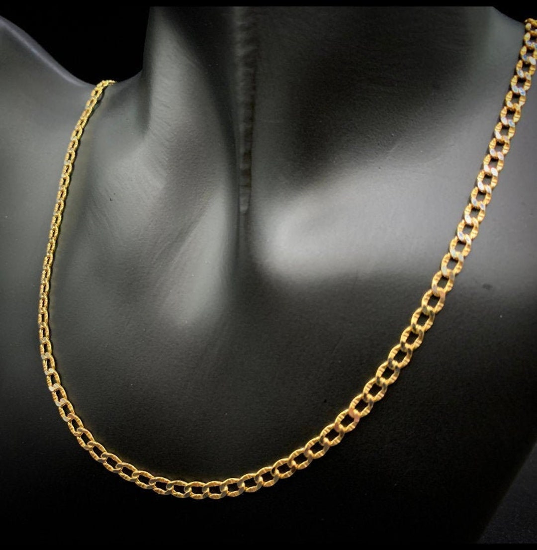 10K Diamond Cut Curb Chain,curb Chain Necklace,10k Gold Diamond Cut ...