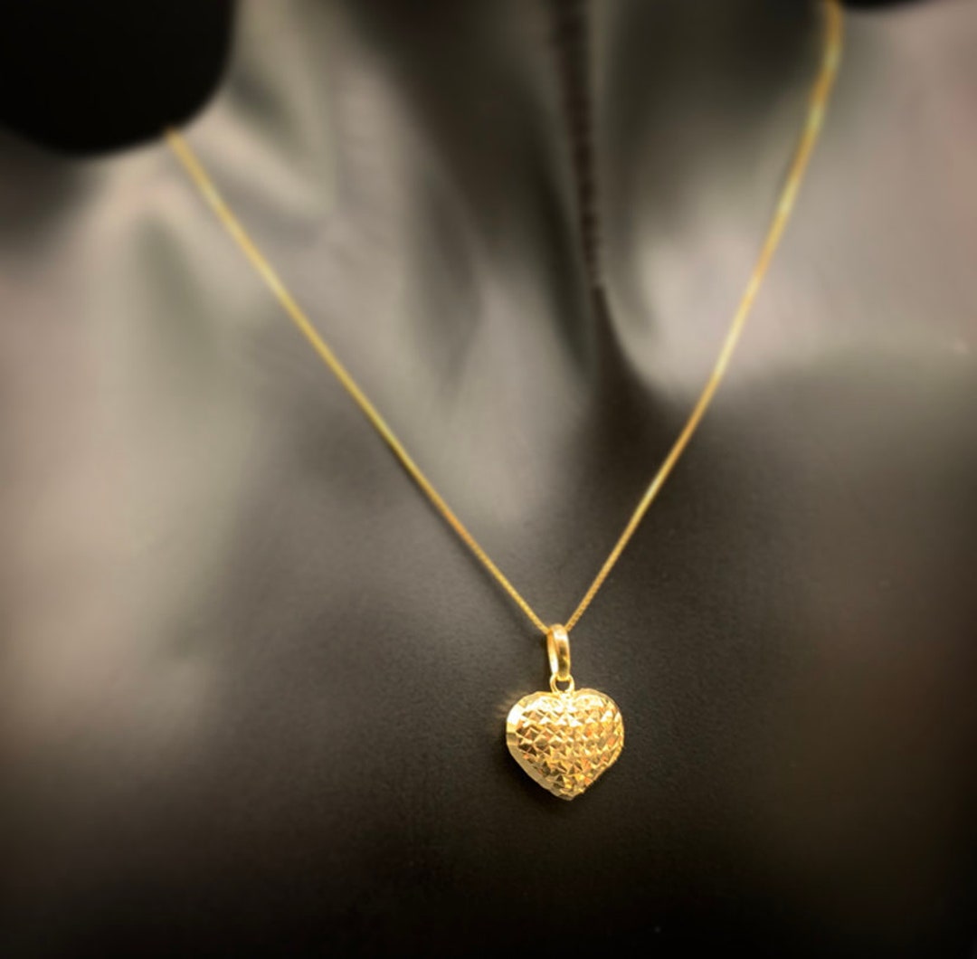 10K Gold Heart Pendant,gold Heart Pendant,flat Heart Pendant,heart ...