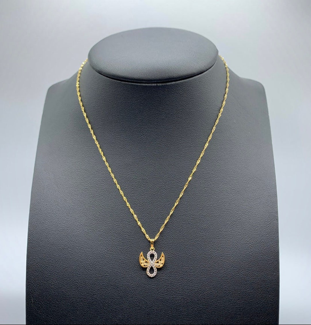 10K Gold Infinity Angel Pendant, Gold Angel Pendant, Infinity Design ...