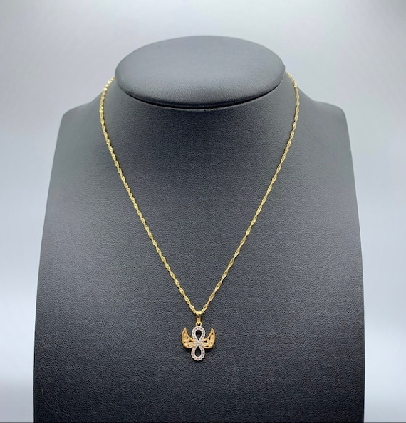 10K Gold Infinity Angel Pendant Gold Angel Pendant Infinity | Etsy