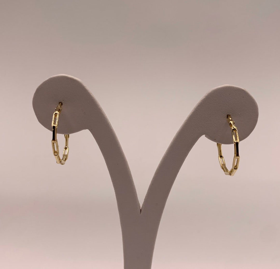 10K Gold Chain Link Hoops, Gold Link Earrings, Link Gold Hoop Earrings ...