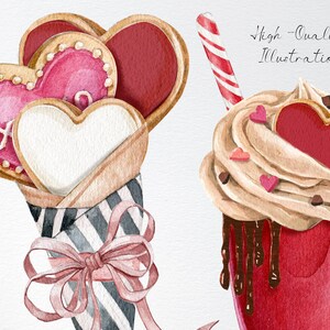 Watercolor Valentines Day Clipart.cupcake Clipart,cake Pops,pink Sweets ...