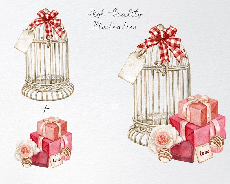 Watercolor Valentines Day Clipart.rose Flower Clipartcake | Etsy