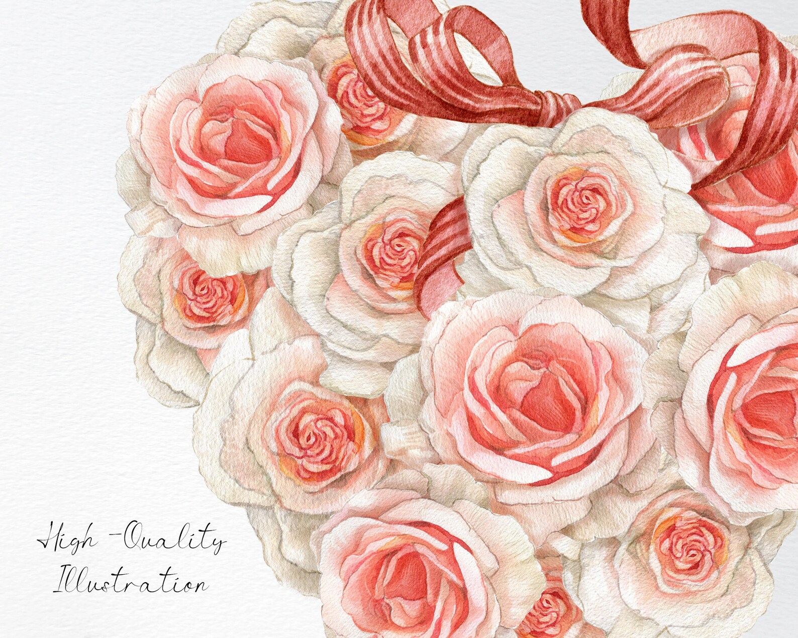 Watercolor Valentines Day Clipart.rose Flower Clipartcake - Etsy