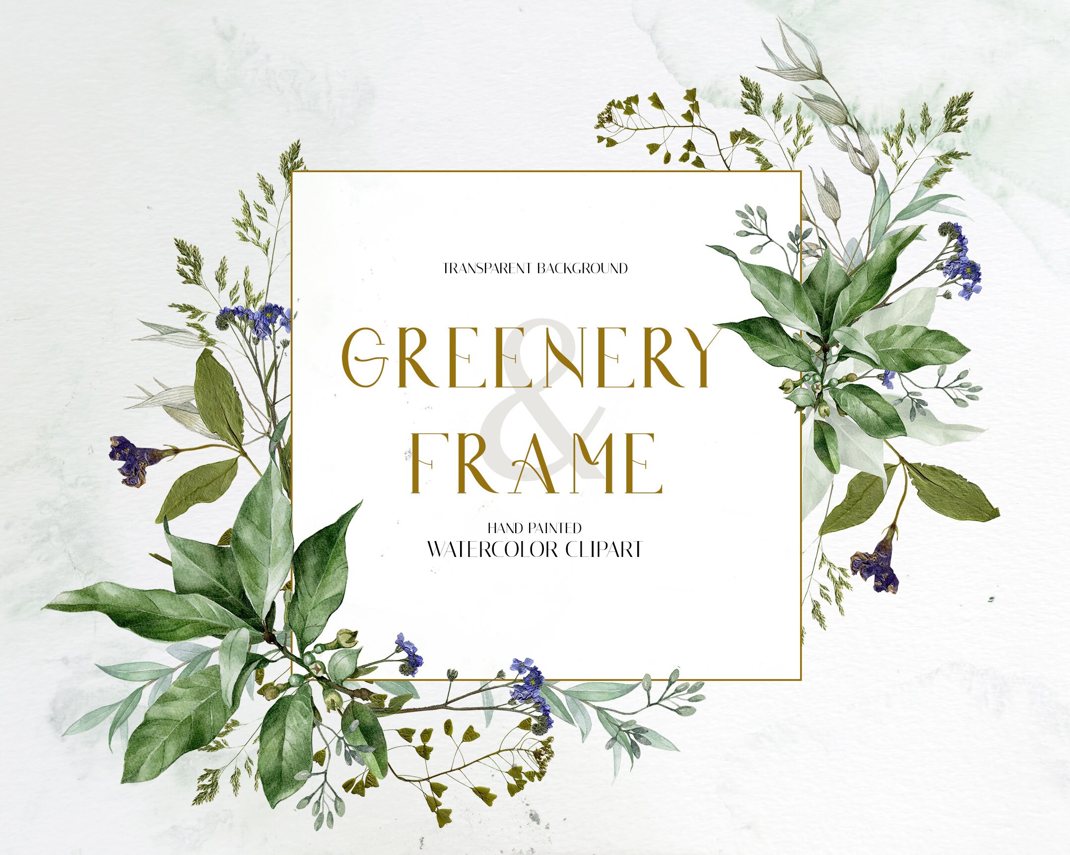 Watercolor Greenery Frame Pngeucalyptus Leaves Frame - Etsy