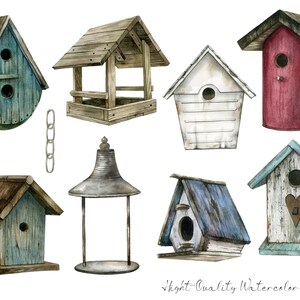 Watercolor Birdhouse Clipart,ephemera Digital Birds Journal,printable ...