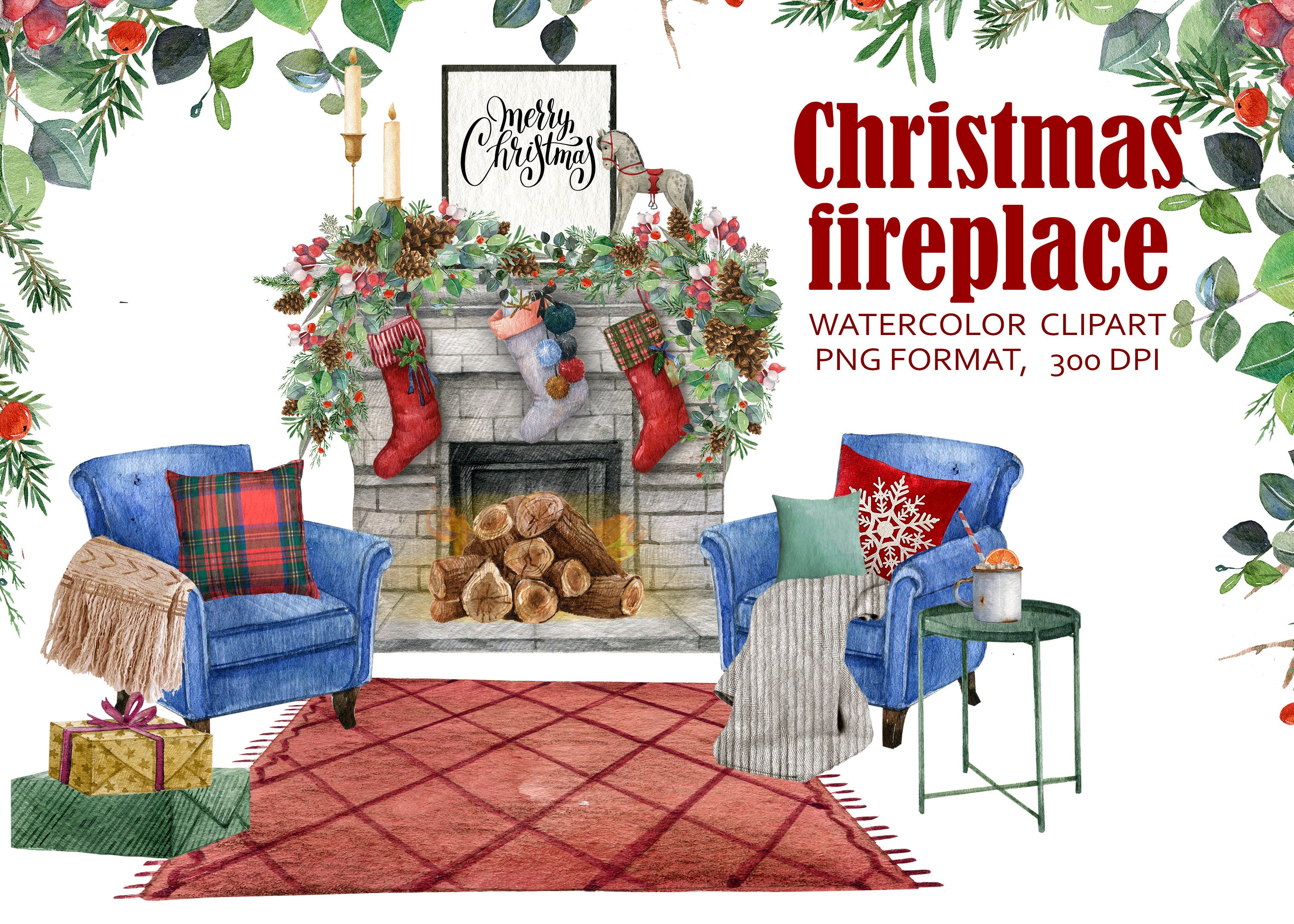 Christmas Fireplace Clip Art