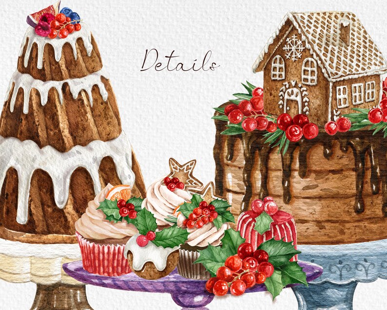 Christmas Dessert Clipart, Christmas Cupcake Clipart,cake Logo Design ...
