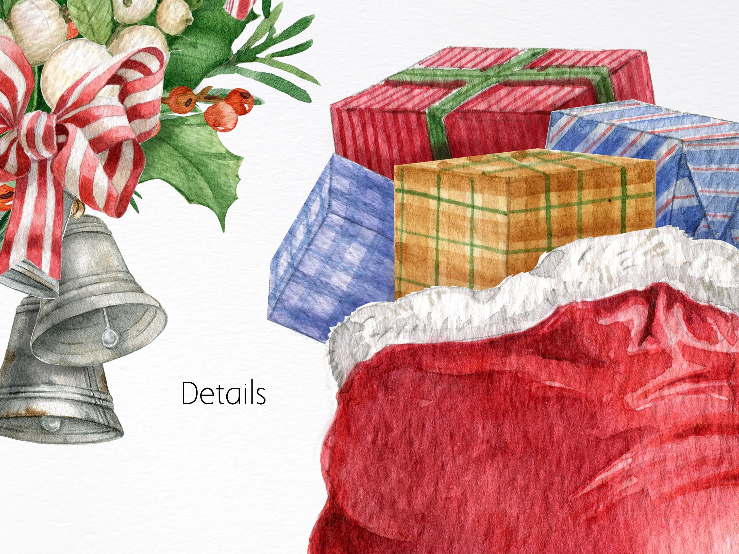 Watercolor Santa Letters Clipart.vintage Christmas Santa Mail Clipart ...