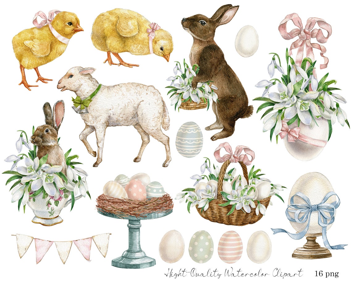 Watercolor Easter Clipart,easter Bunny Clipart,egg Clipart,spring ...