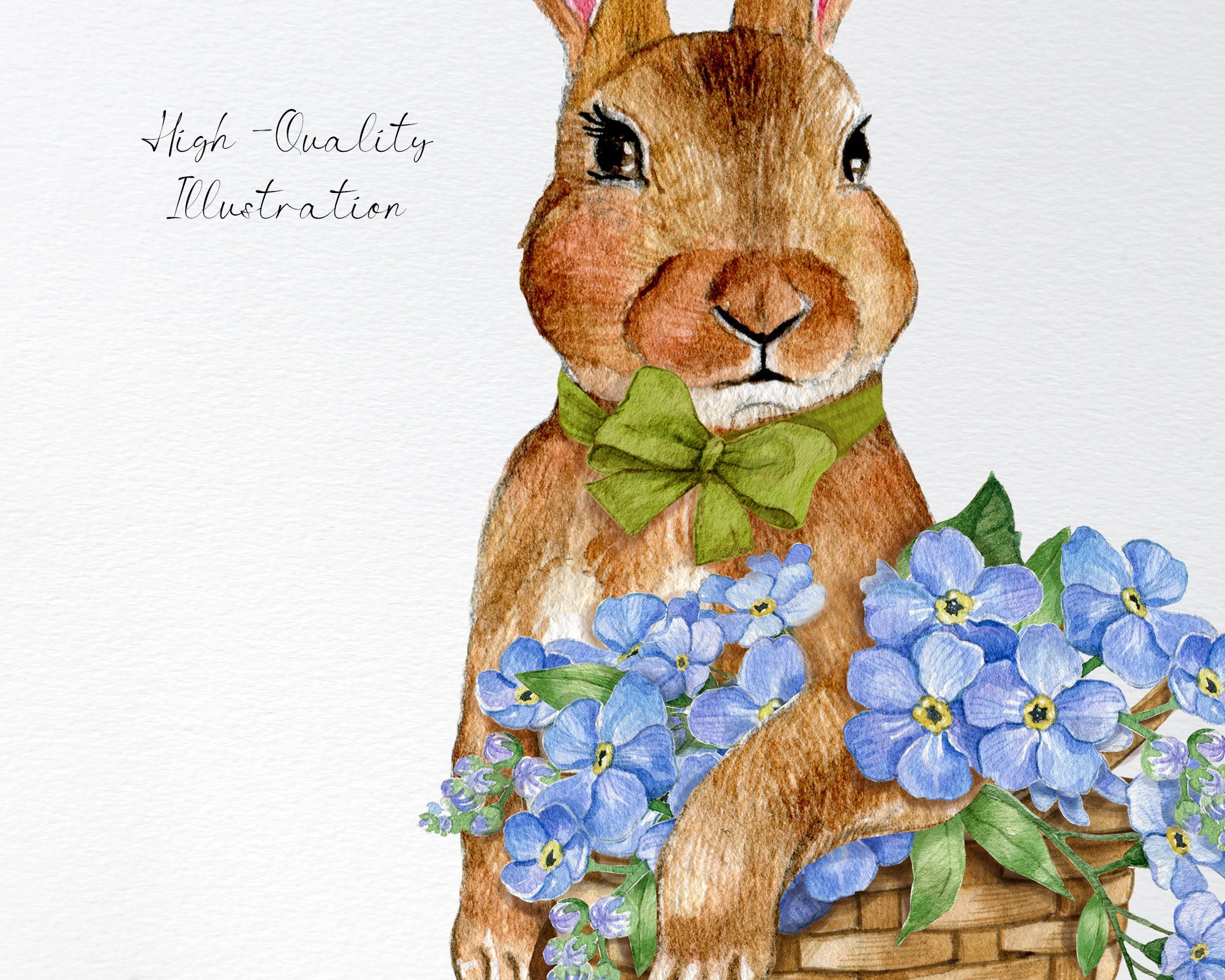 Watercolor Easter Clipart Easter Bunny Clipart Egg Basket - Etsy