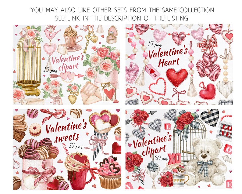 Watercolor Valentines Day Clipart.rose Flower Clipartcake | Etsy