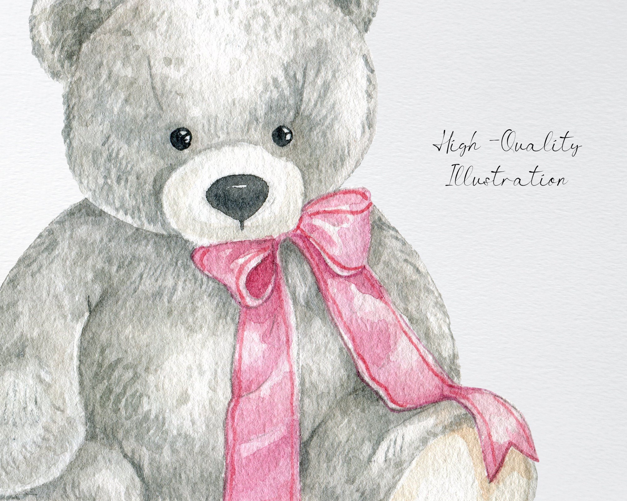 Watercolor Teddy Bear Clipart.vintage Bear Digital Illustrations, Diy ...
