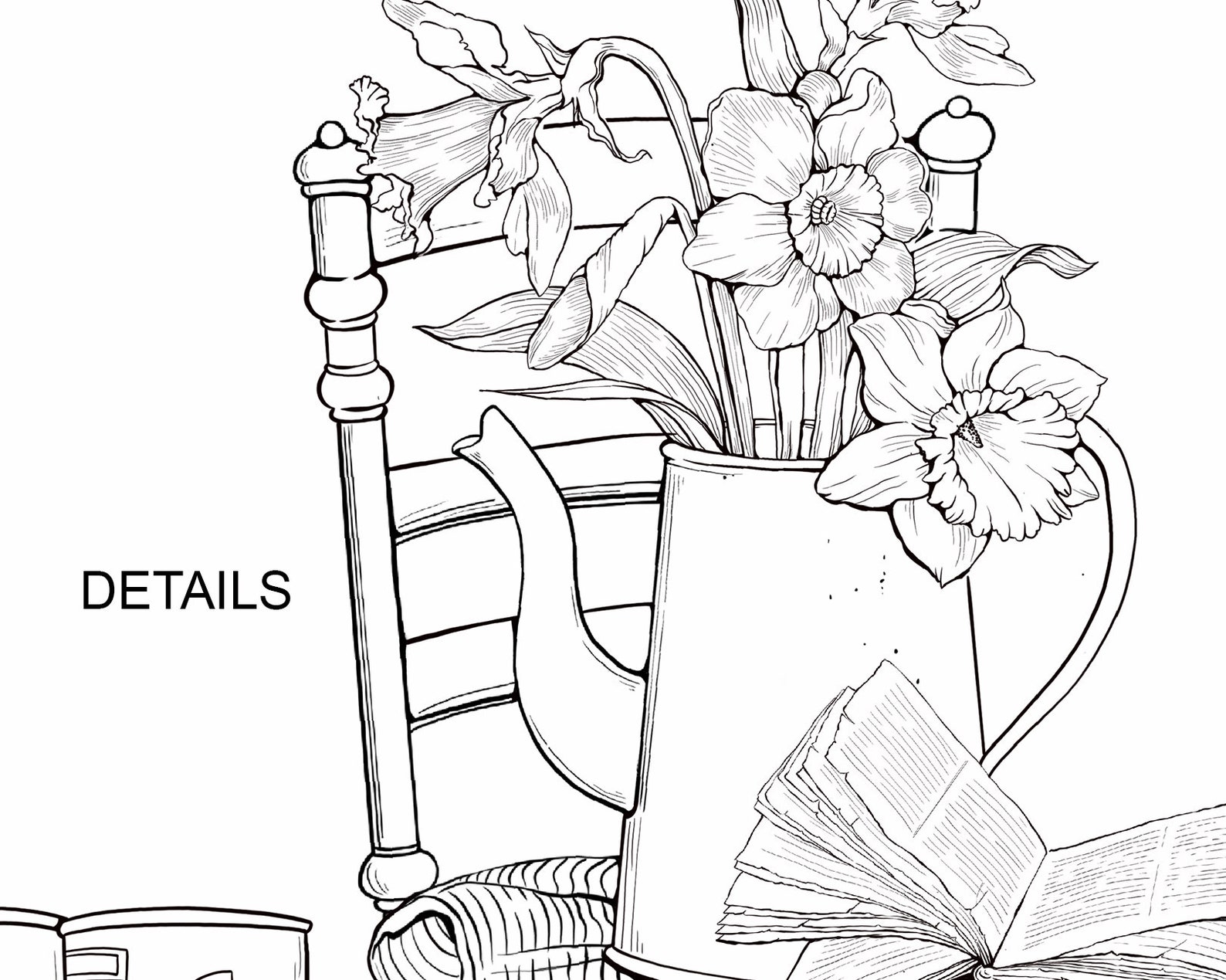 Spring Gardening Adult Coloring Page Farmhouse Cottage Core - Etsy