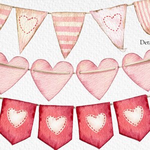 Watercolor Bunting Tag Clipart.valentines Day Clipart,romantic Wedding ...