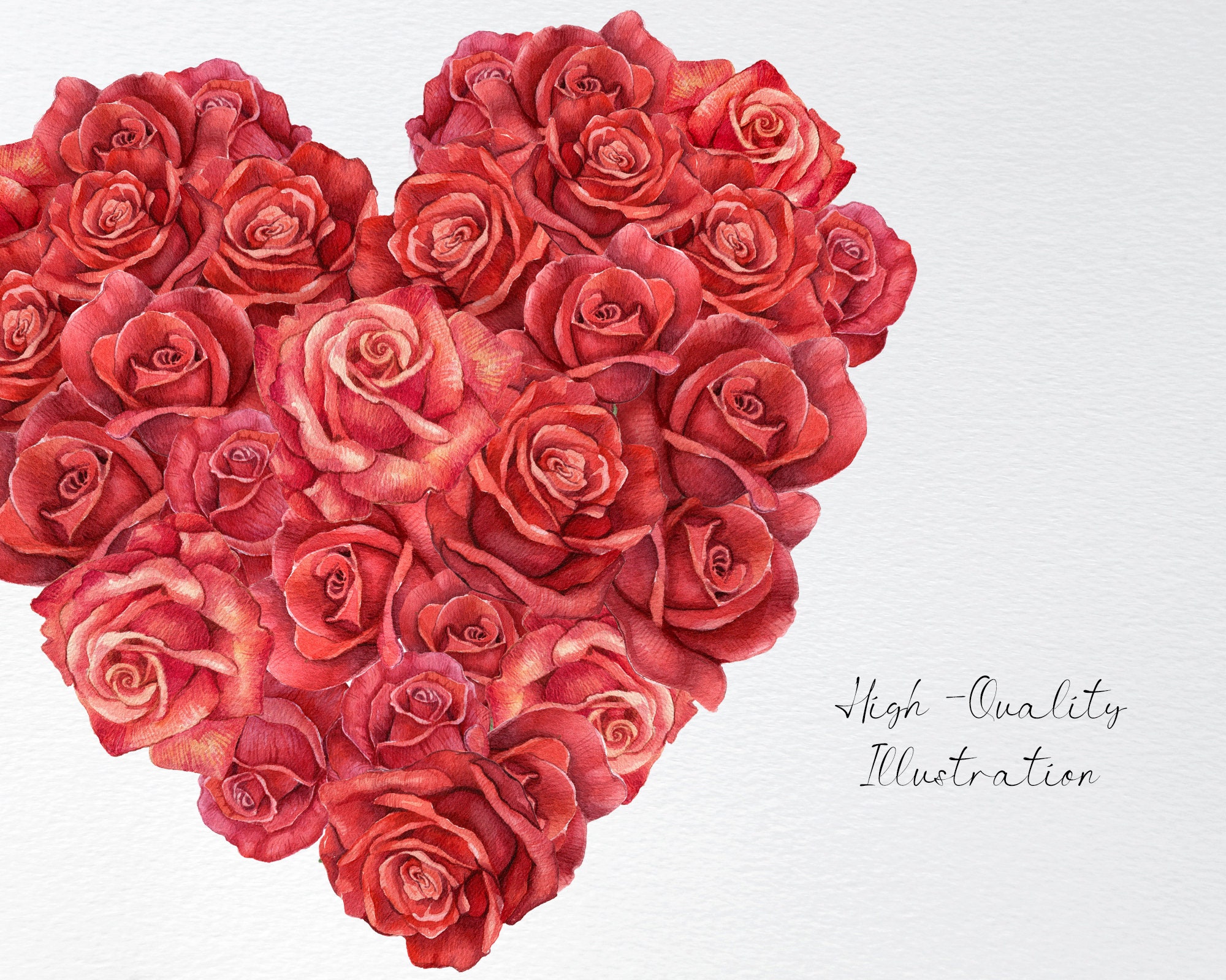 Watercolor Valentines Clipart.red Roses Bouquet Clipartteddy | Etsy