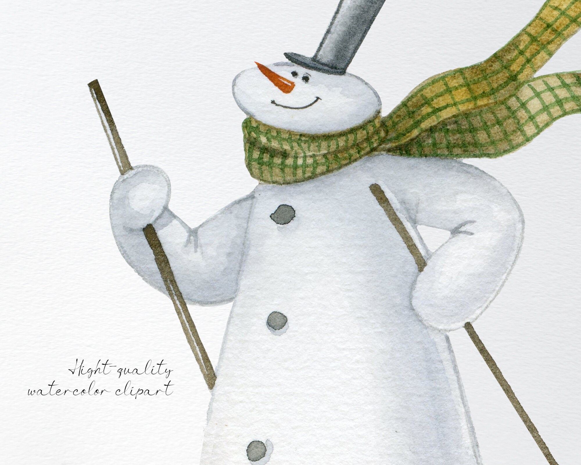 Watercolor Snowman Clipartchristmas Clipartcute Snowman With - Etsy