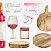 Watercolor Wine & Cheese Clipart,picnic Food Clipart,cheese Board ...