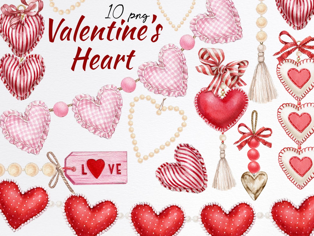 Watercolor Valentine Heart Clipart.romantic Rustic Heart Clipart ...
