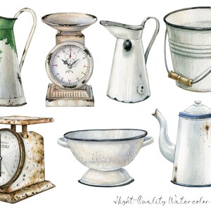 Farmhouse Decor Clipart.country Farm Kitchen,rustic Enamelware Clipart ...