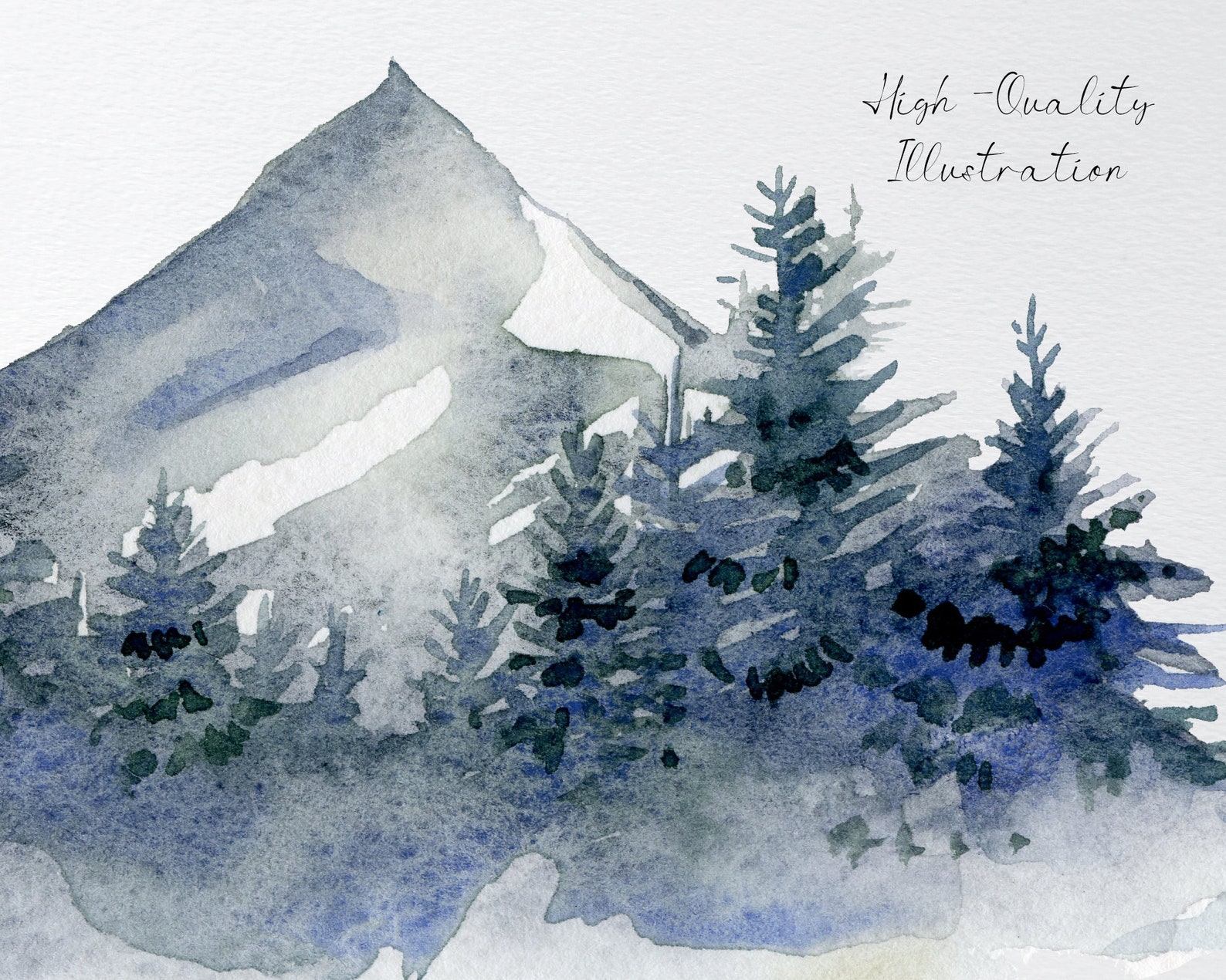 Watercolor Winter Landscape Clipart. Nature - Etsy