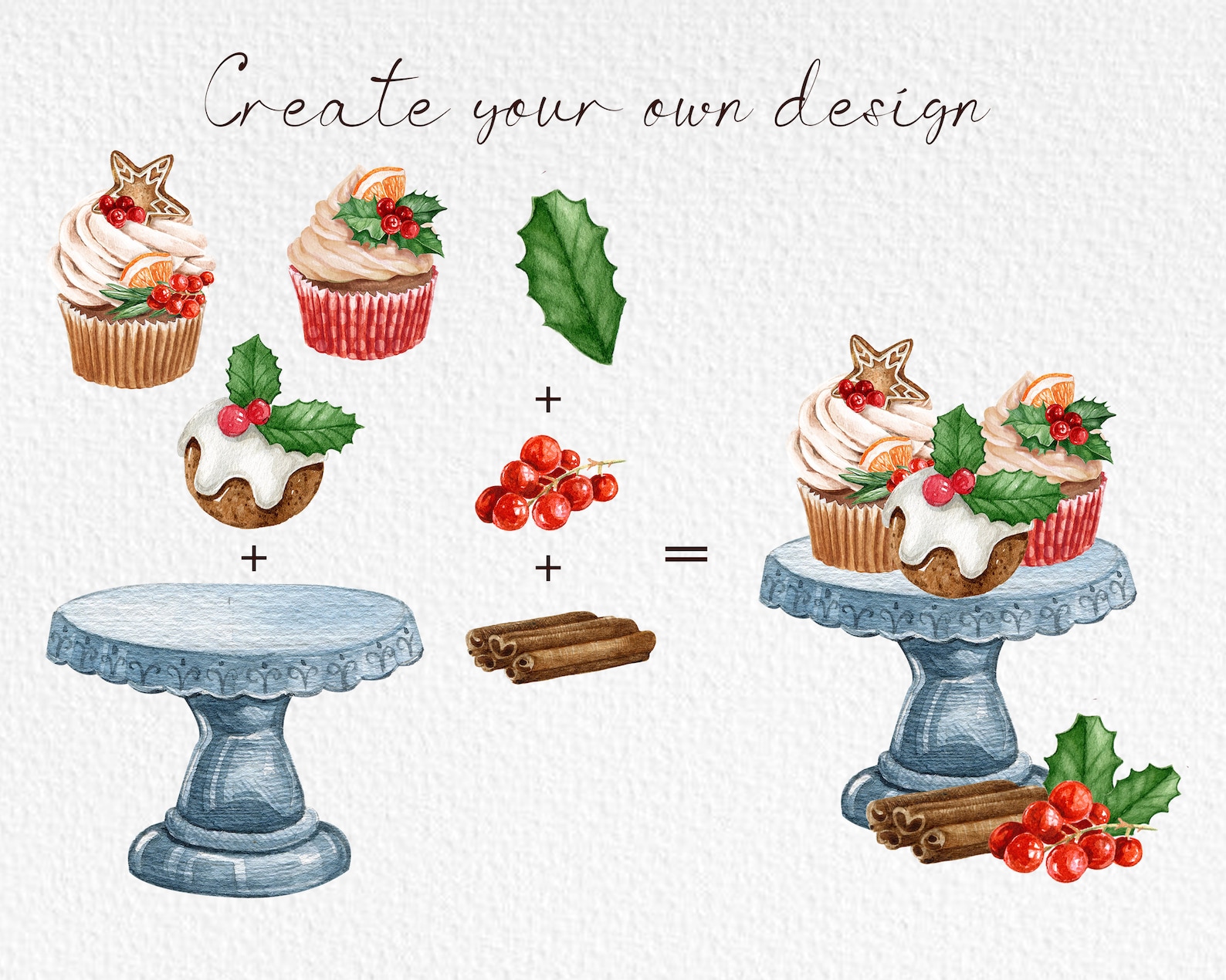 Christmas Dessert Clipart, Christmas Cupcake Clipart,cake Logo Design ...