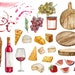 Watercolor Wine & Cheese Clipart,picnic Food Clipart,cheese Board ...