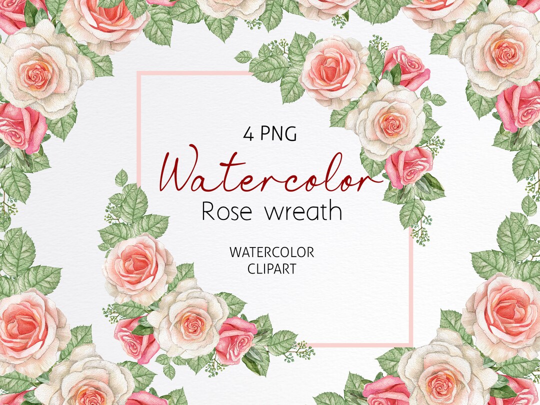 Watercolor Dusty Rose Frame Clipart,pink Blush Flower Border,digital ...