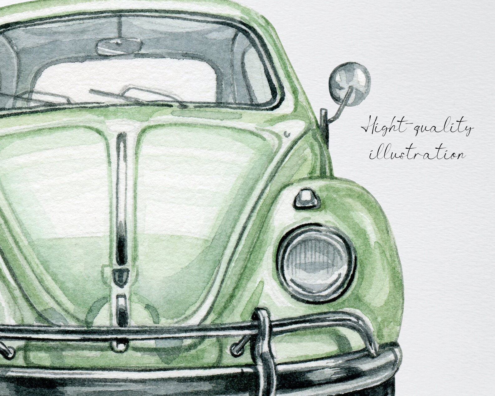 Watercolor Retro Car Clipart.vintage Classic Wedding Carmint - Etsy