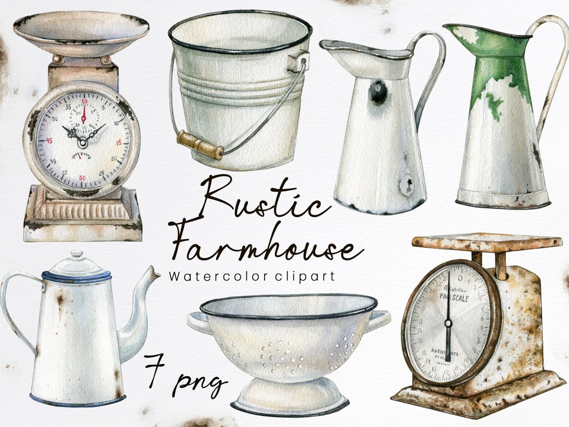 Farmhouse Decor Clipart.country Farm Kitchenrustic Enamelware - Etsy