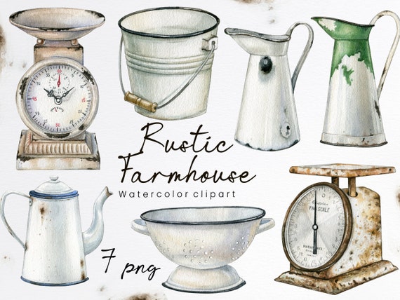 Farmhouse Decor Clipart.country Farm Kitchenrustic Enamelware - Etsy