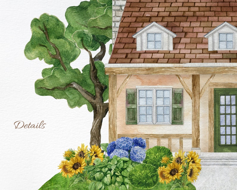 Watercolor Farmhouse Clipartsunflower Garden Pngrusty Wooden | Etsy
