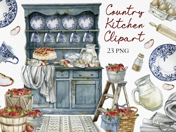 Watercolor Vintage Kitchen Clipartpremade Baking Logo - Etsy