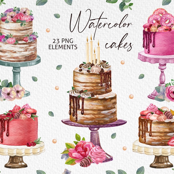 Watercolor Cake - Etsy