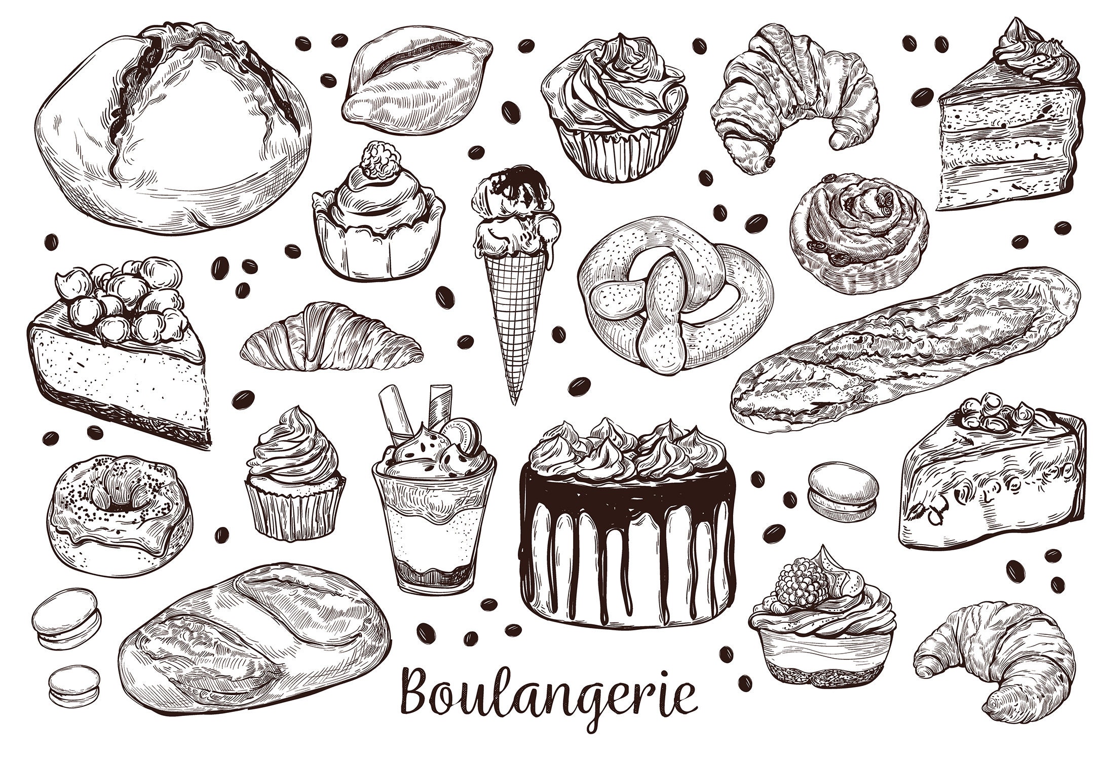 Black And White Dessert Clipart