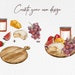 Watercolor Wine & Cheese Clipart,picnic Food Clipart,cheese Board ...
