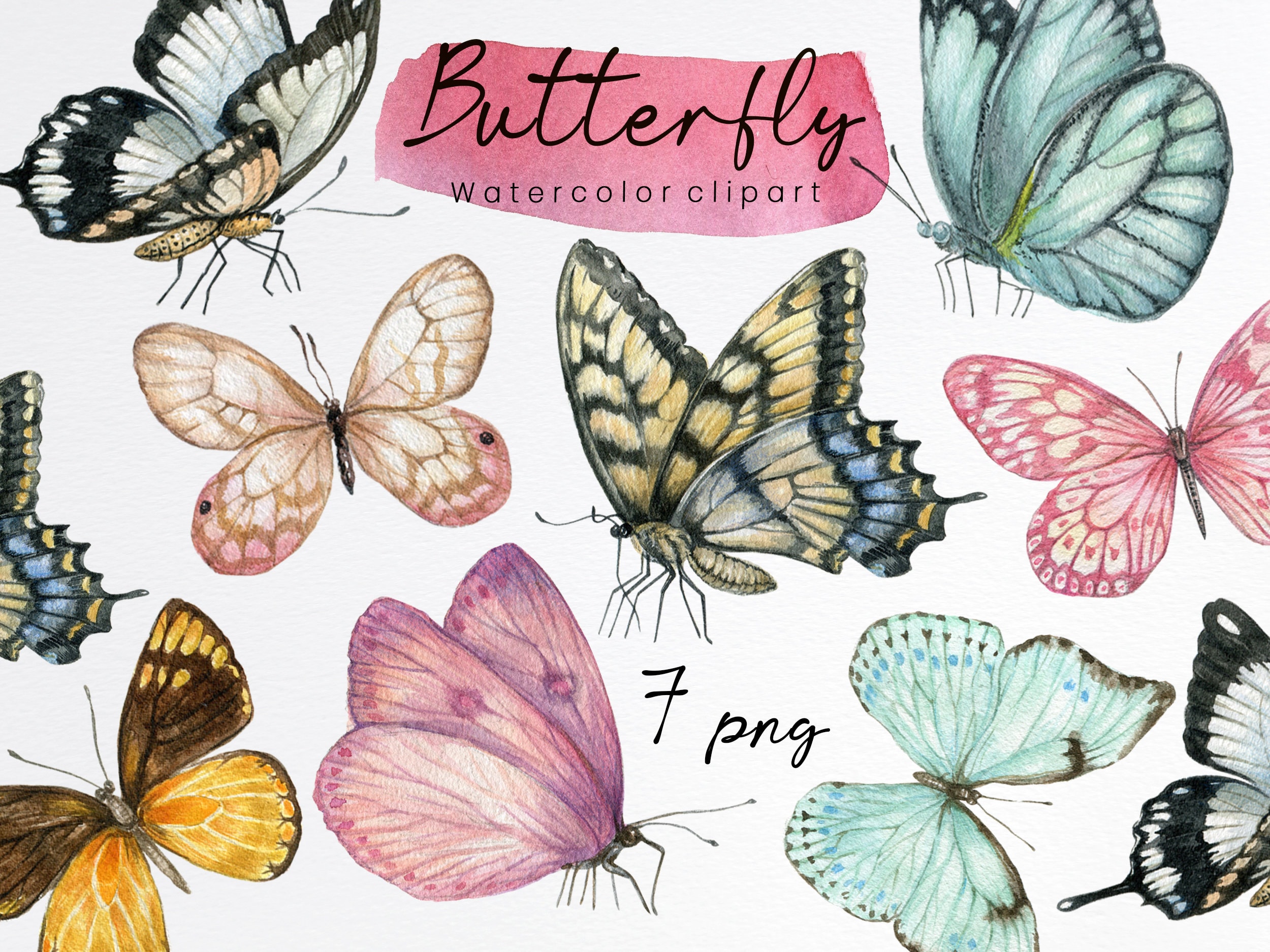 Watercolor Butterfly Clipart.realistic Garden - Etsy