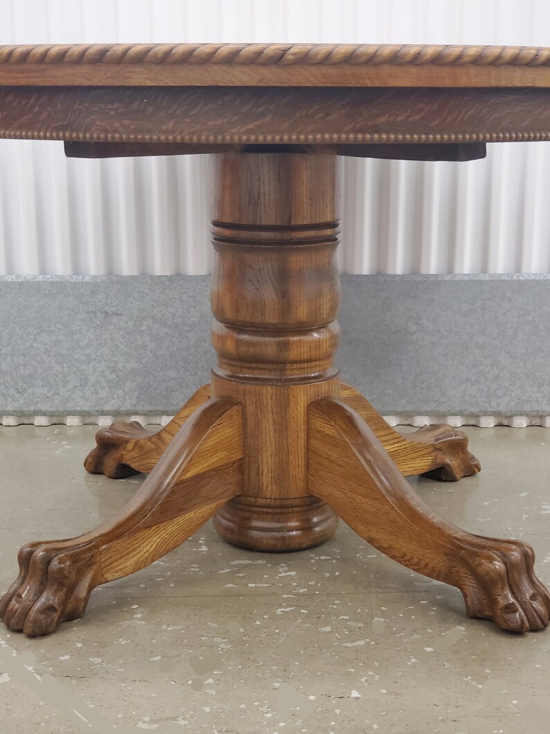 Antique Tiger Oak Wood Dining Table, Antique Round Oak Table, Dining ...
