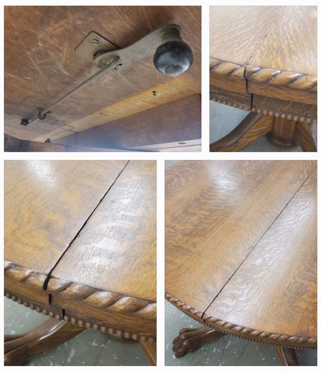 Antique Tiger Oak Wood Dining Table, Antique Round Oak Table, Dining ...