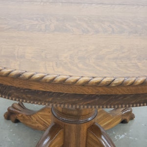 Antique Tiger Oak Wood Dining Table, Antique Round Oak Table, Dining ...