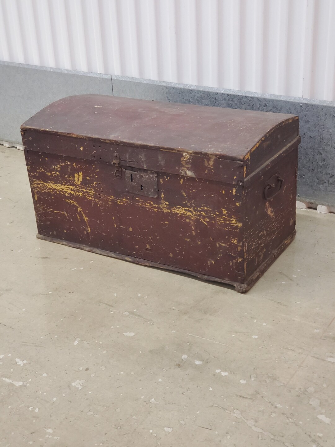 Antique Trunk, Small Primitive Wood Trunk, Dovetail Trunk, Storage ...
