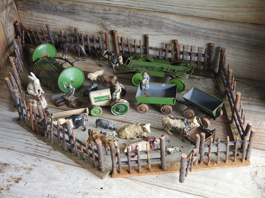 Vintage Tractor Farm Animal Display Set, 1916 Animate Toys,german Twig ...