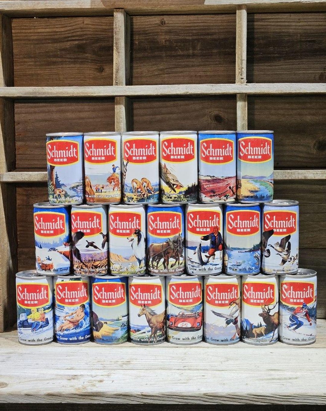 Schmidt Collector Beer Cans, Scenic Outdoor Wildlife Decor, Full ...