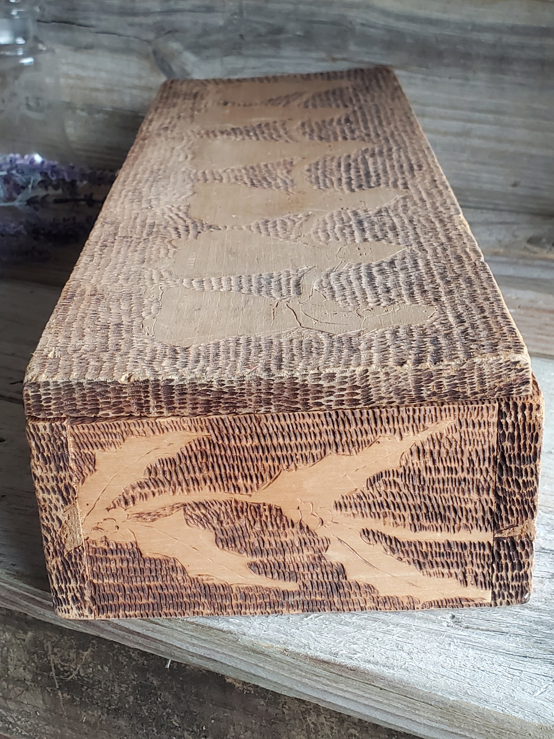 Vintage Wooden Pyrography Box Vintage Hand Made Wood Burned - Etsy