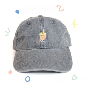 Embroidered Milk Tea Boba Hat Custom Colors Personalized Unisex 6-panel ...
